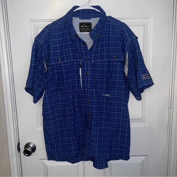 Drake | Shirts | Drake Blue Casual Button Down Shirt With Plaid Pattern ...